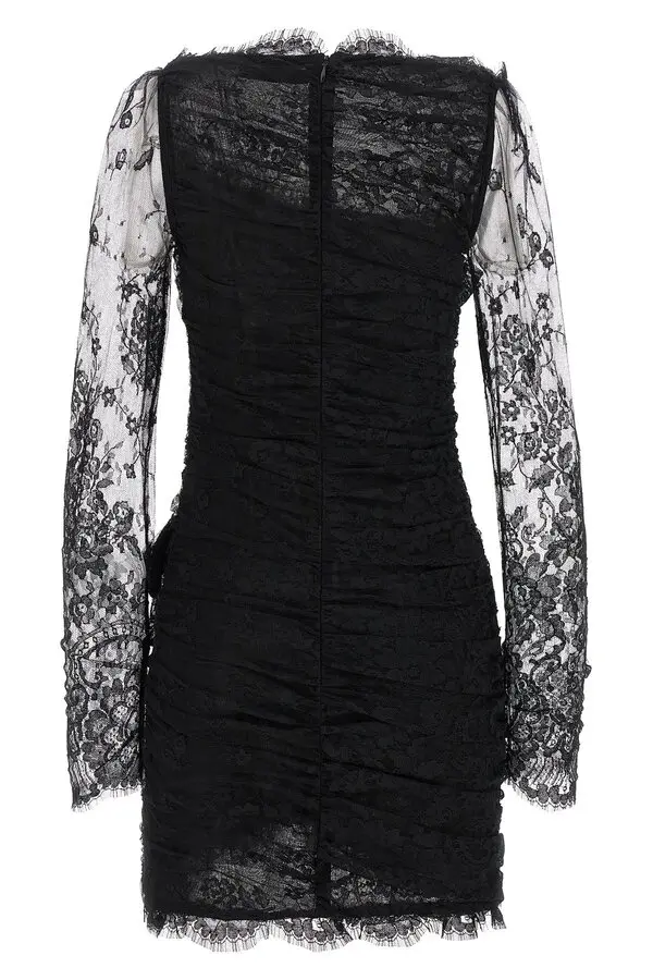 Alessandra Rich Dress 'lace Draped Mini Dress With Bows