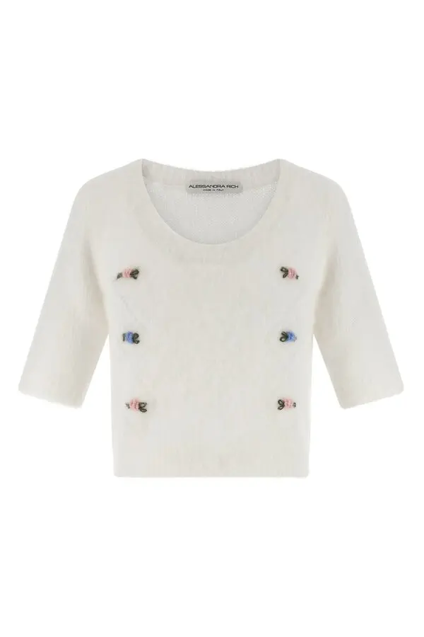 Alessandra Rich Sweater 'carded Mohair Knit Jumper With Embroidery