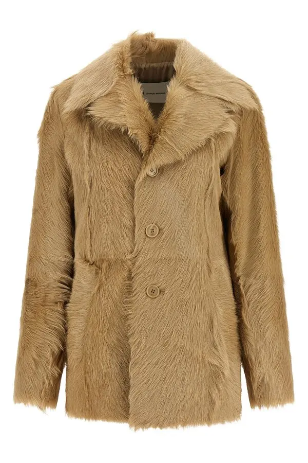 AMI Paris Long-hair Goat Leather Coat