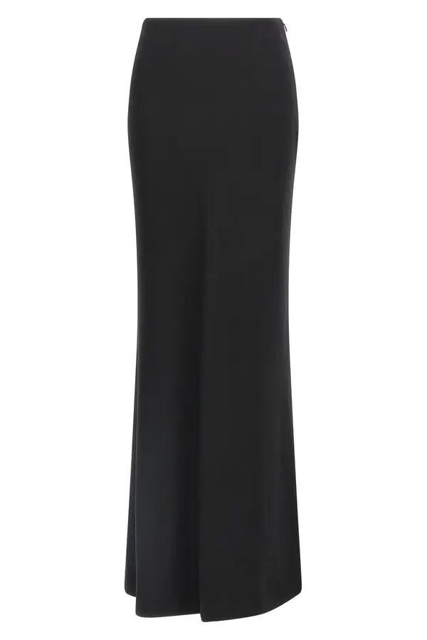 Alessandra Rich Skirt 'wool Crepe Long Skirt - Black
