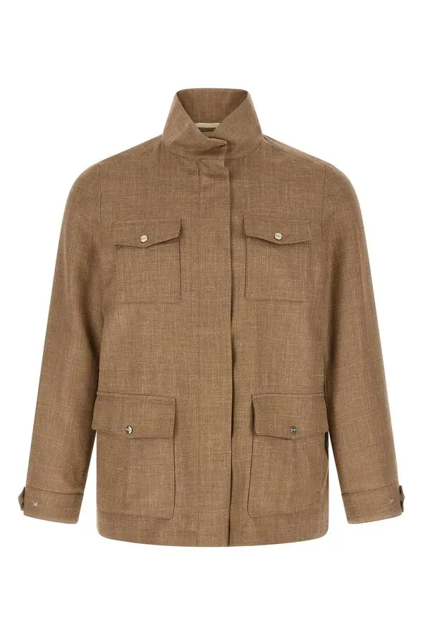 Herno Field Jacket With Branded Metal Buttons - Beige