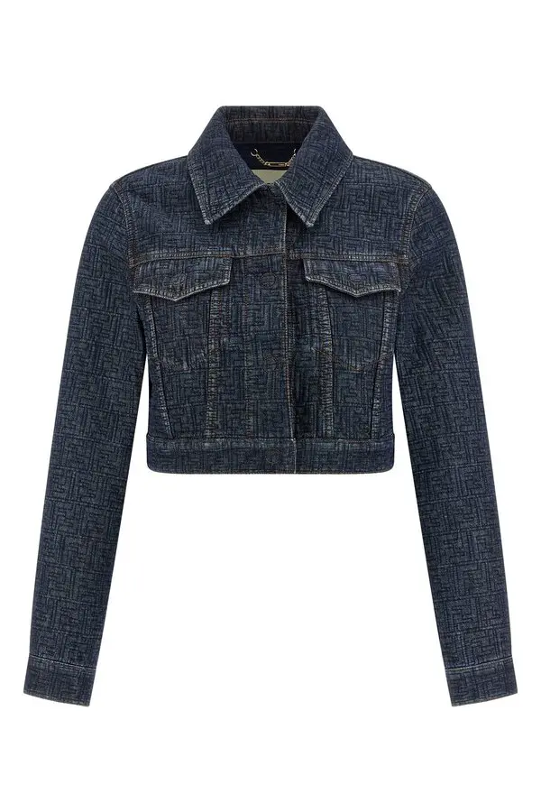Fendi Denim Jacket With Ff Pattern - Blue