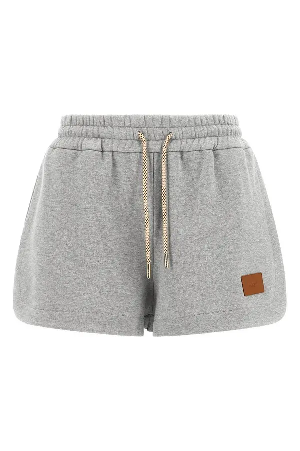 Fendi Shorts Leather Patch Detail - Gray