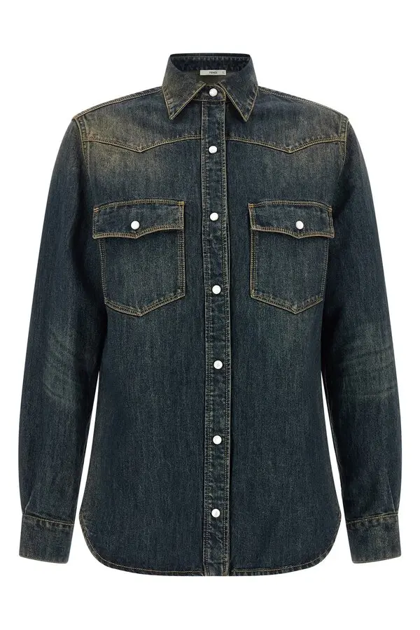 Fendi Denim Western Shirt - Blue