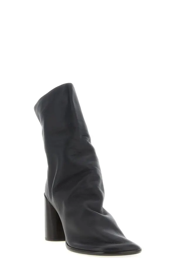 LEMAIRE Leather Ankle Boots With Block Heel