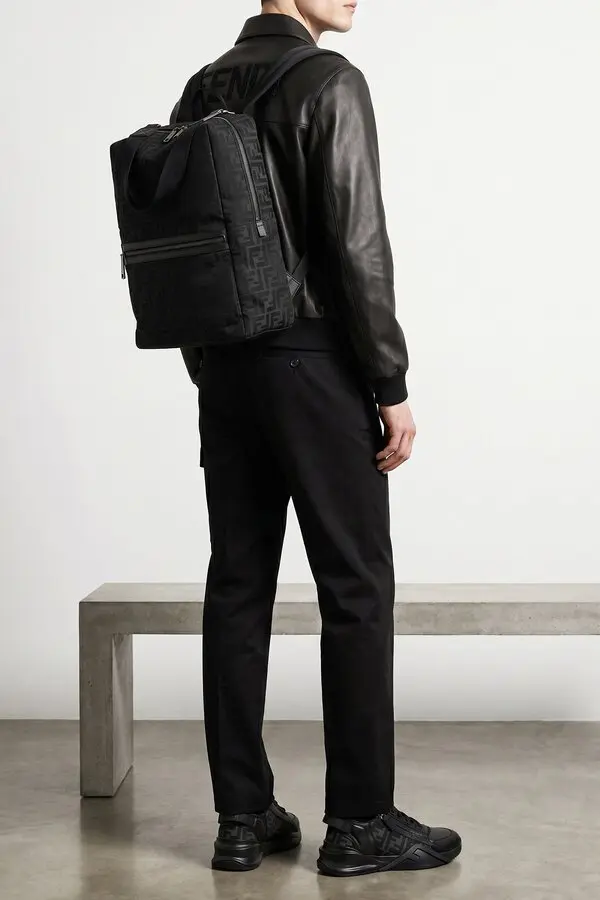 Fendi Leather Blouson With Embroidered Macro Logo