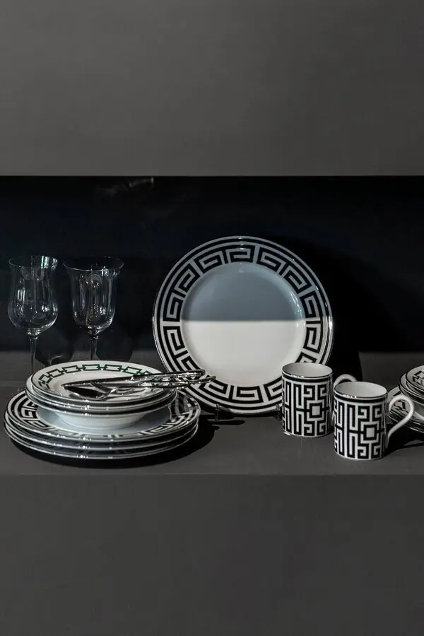 GINORI 1735 Soup Plate 'labirinto Nero 24.5 Cm