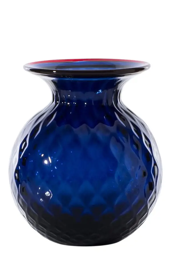 VENINI Sapphire Murano Glass Balloton Fiori Vase