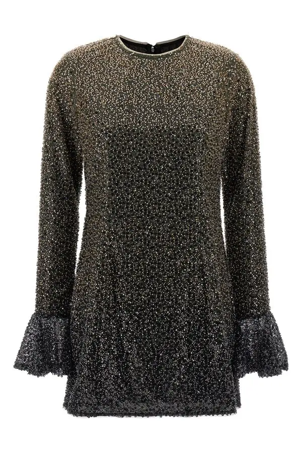 ROTATE BY BIRGER CHRISTENSEN Mini Dress With Gradient Sequins - Brown