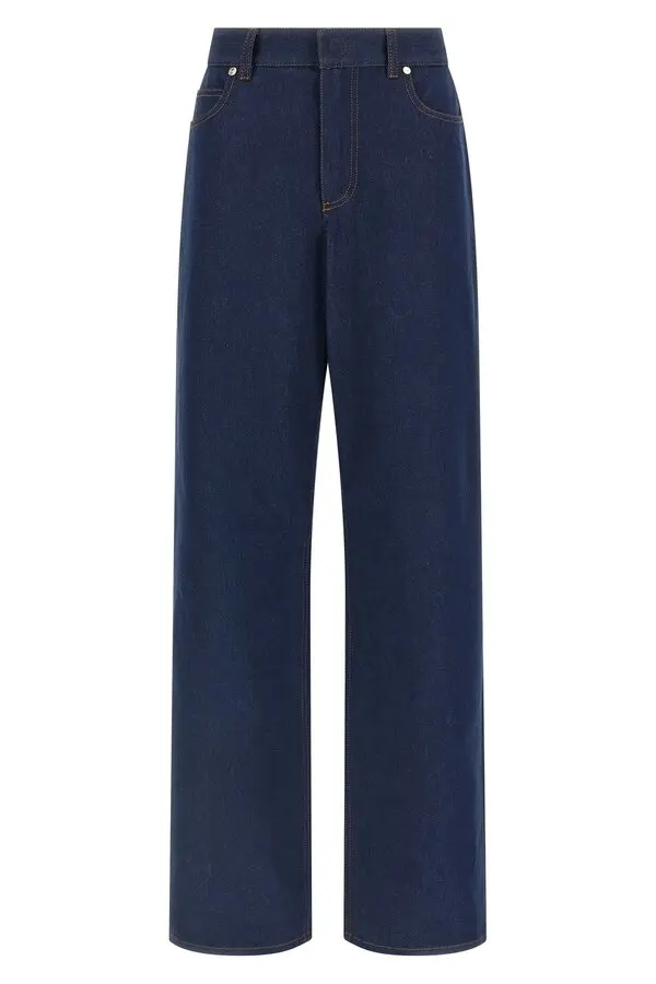 Fendi Wide-leg Jeans With Ff Reverse Hem - Blue