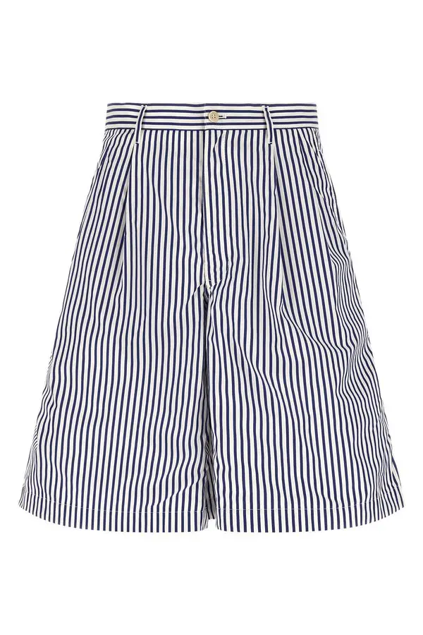Comme Des Garçons Striped Cotton Bermuda Shorts