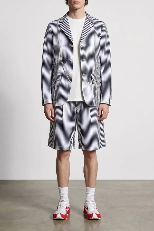 Comme Des Garçons Striped Cotton Bermuda Shorts