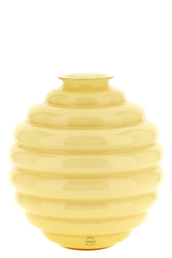VENINI Medium 'deco' Vase, Butter-hued