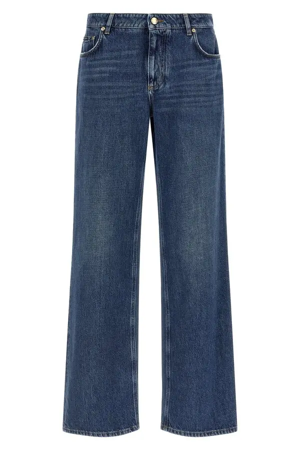 Dolce & Gabbana Denim Jeans With Logo Plaque - Blue