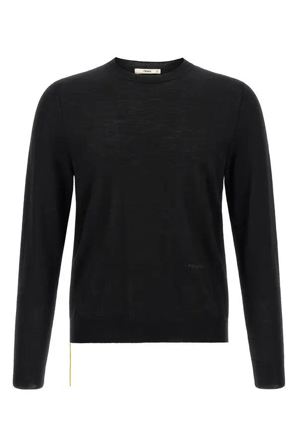 Fendi Crewneck Knit With Signature Yellow Stitching