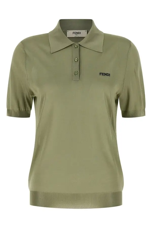 Fendi Fluid Knit Polo With Embroidered Logo