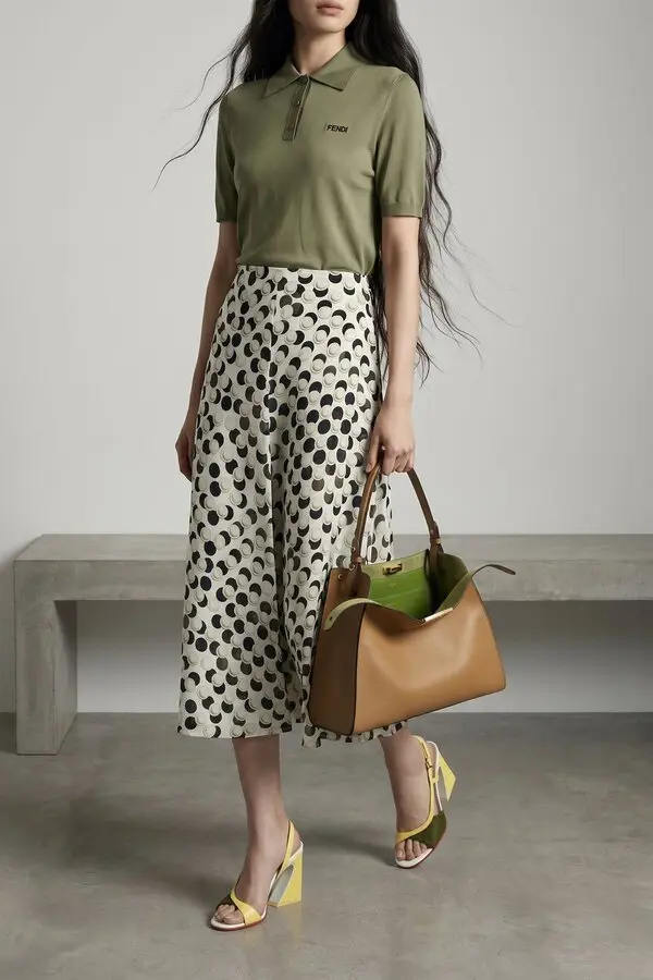 Fendi Fluid Knit Polo With Embroidered Logo
