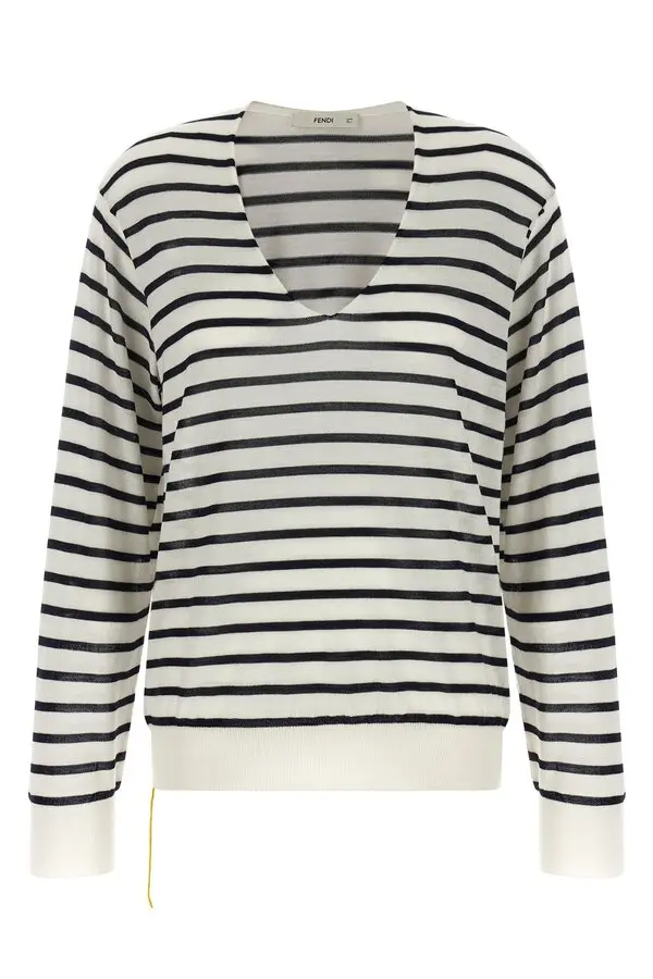 Fendi Striped Virgin Wool Knit - White/black