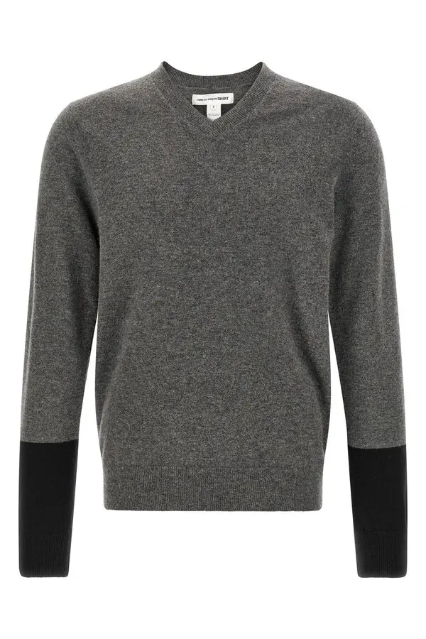 Comme Des Garçons Color-block Knit Sweater - Gray