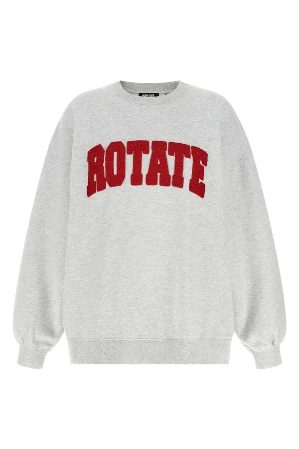 ROTATE BY BIRGER CHRISTENSEN Oversized Sweatshirt With Textured Red Logo - Gray