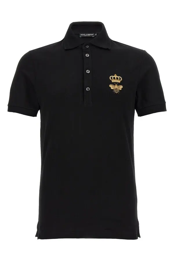 Dolce & Gabbana Polo 'logo Embroidery Con Ape - Black