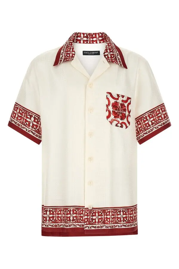 Dolce & Gabbana Maiolica-print Silk Twill Shirt - Red