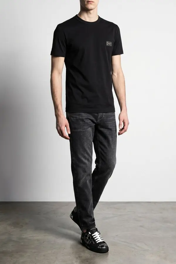 Dolce & Gabbana T-shirt With Metal Logo Plaque
