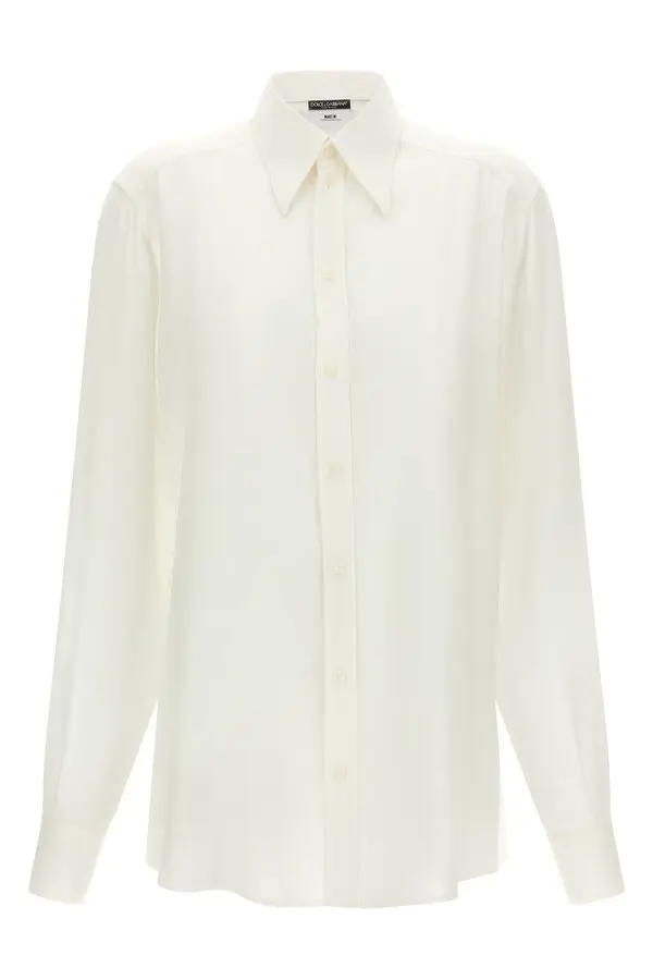 Dolce & Gabbana Gold' Silk Crêpe De Chine Shirt - White