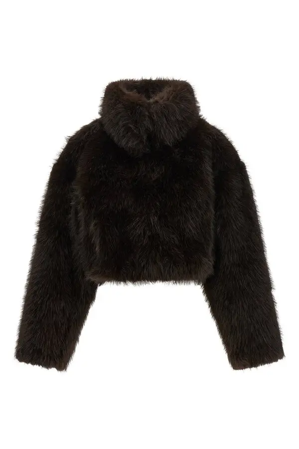 ROTATE BY BIRGER CHRISTENSEN Faux Fur Cropped Jacket