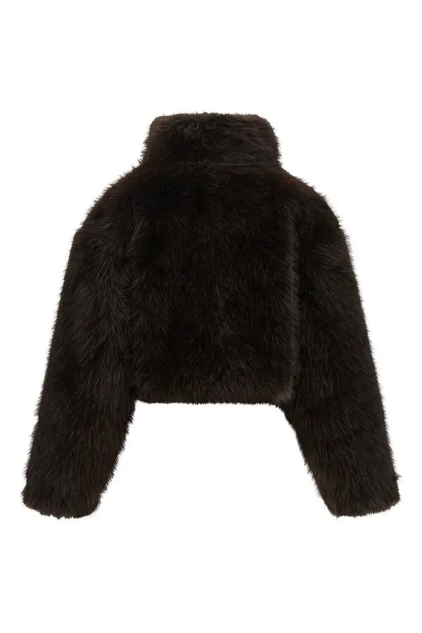 ROTATE BY BIRGER CHRISTENSEN Faux Fur Cropped Jacket
