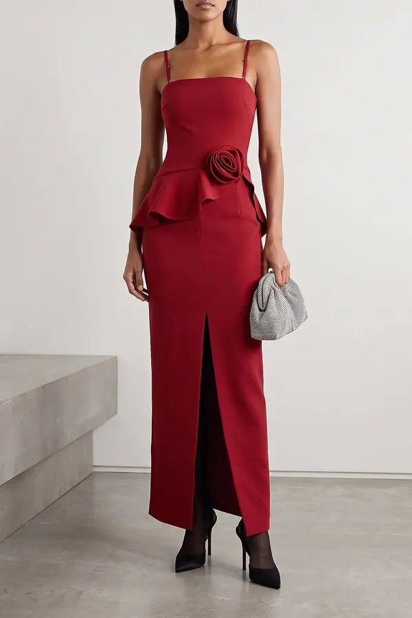 ROTATE BY BIRGER CHRISTENSEN Sculptural Gown With 3d Floral Appliqu
