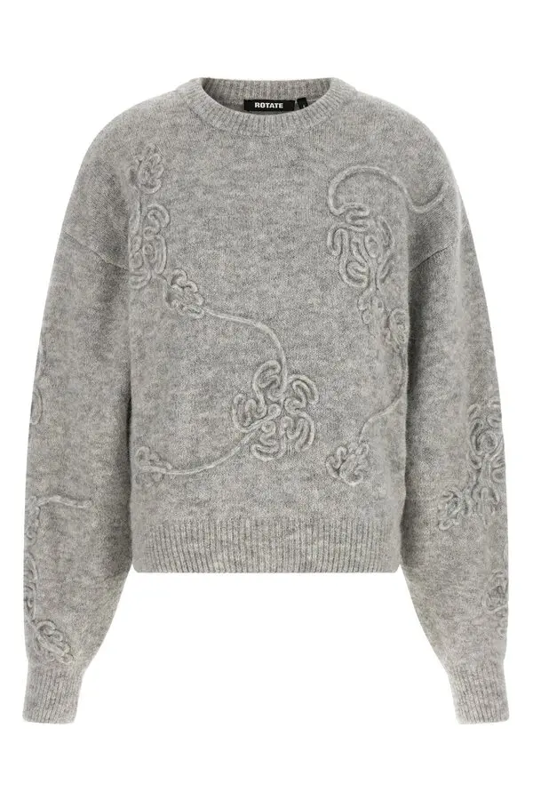 ROTATE BY BIRGER CHRISTENSEN Sweater With 3d Floral Appliqués