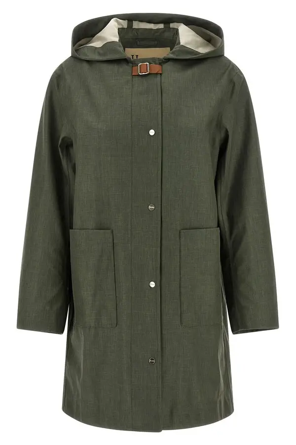 Herno Raincoat With Leather Strap - Green