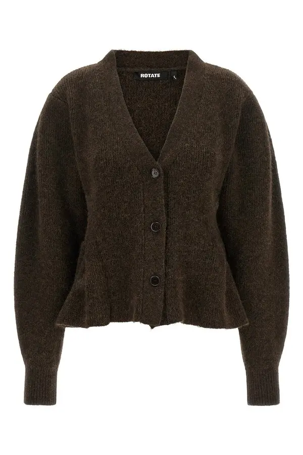 ROTATE BY BIRGER CHRISTENSEN Cardigan With Peplum Hem - Brown