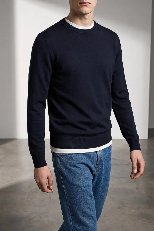 LARMERI STUDIO Virgin Wool Crew Neck Sweater