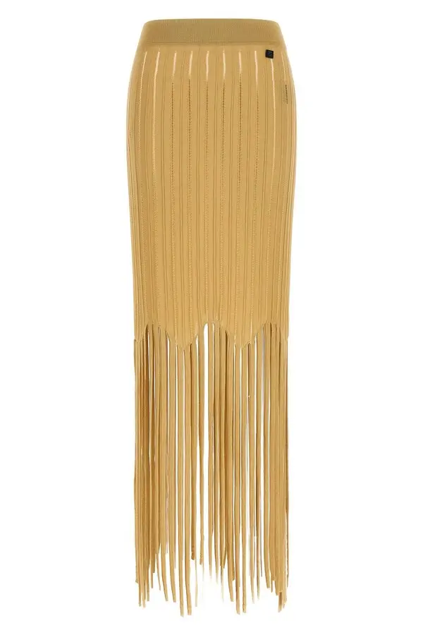 Balmain Midi Skirt With Fringed Hem