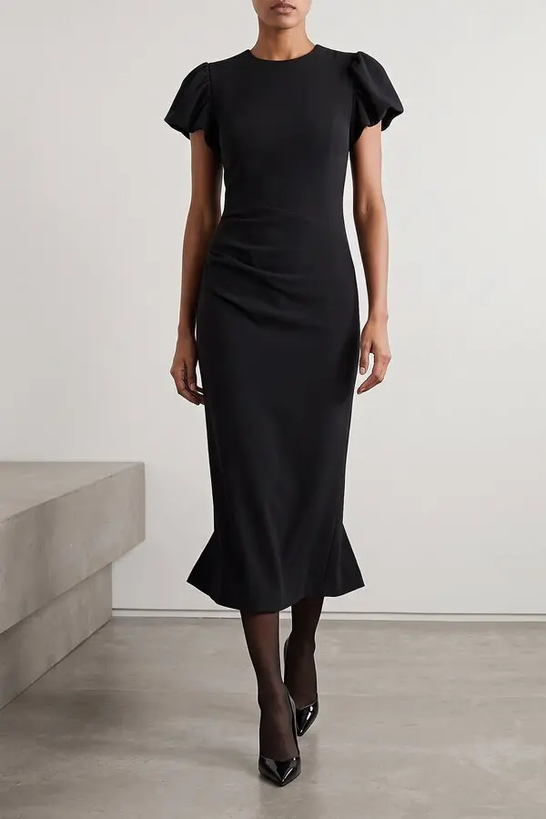ROTATE BY BIRGER CHRISTENSEN Puff-sleeved Midi Dress