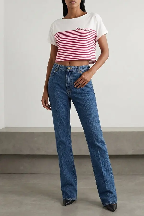 Balmain Cropped T-shirt With Cursive Logo