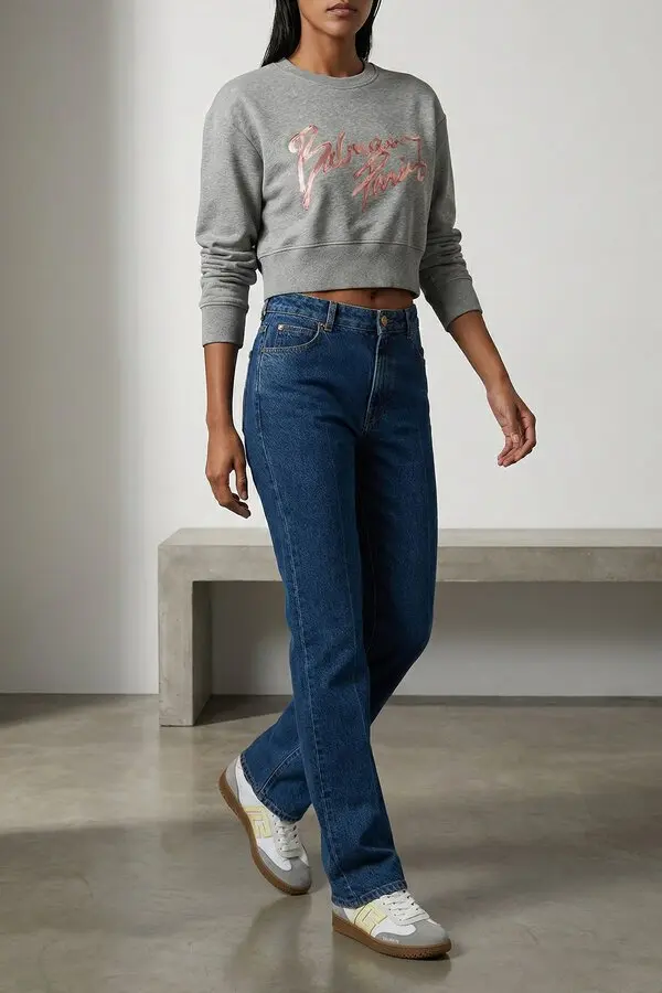 Balmain Cropped Sweatshirt With Textured Logo