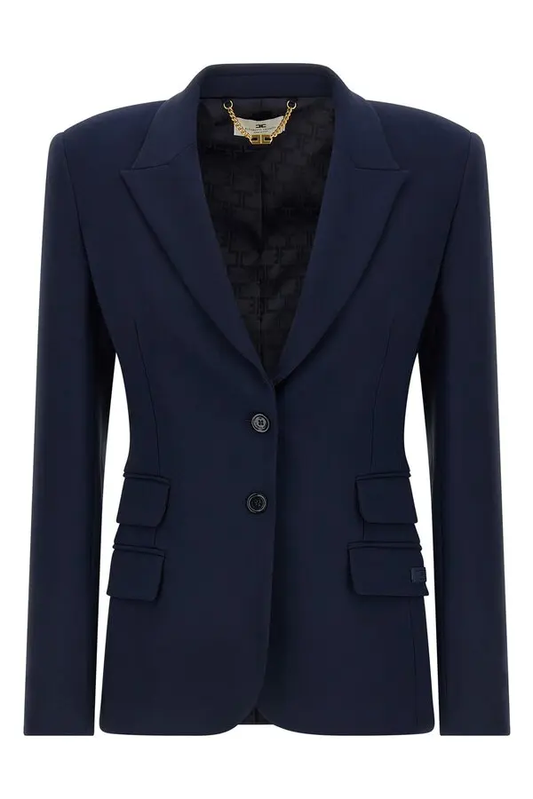 Elisabetta Franchi Peak Lapel Blazer - Blue