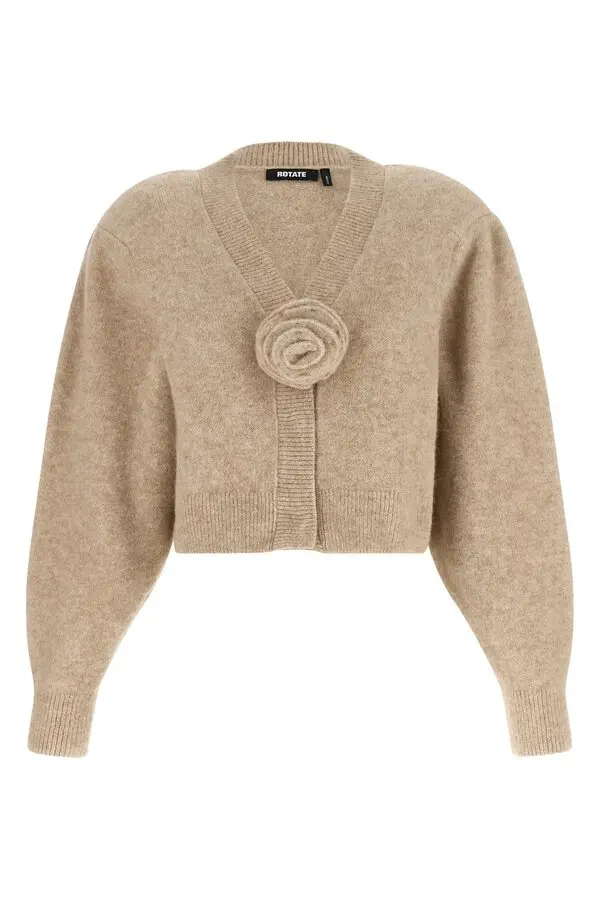 ROTATE BY BIRGER CHRISTENSEN 3d Flower Knit Cardigan - Beige