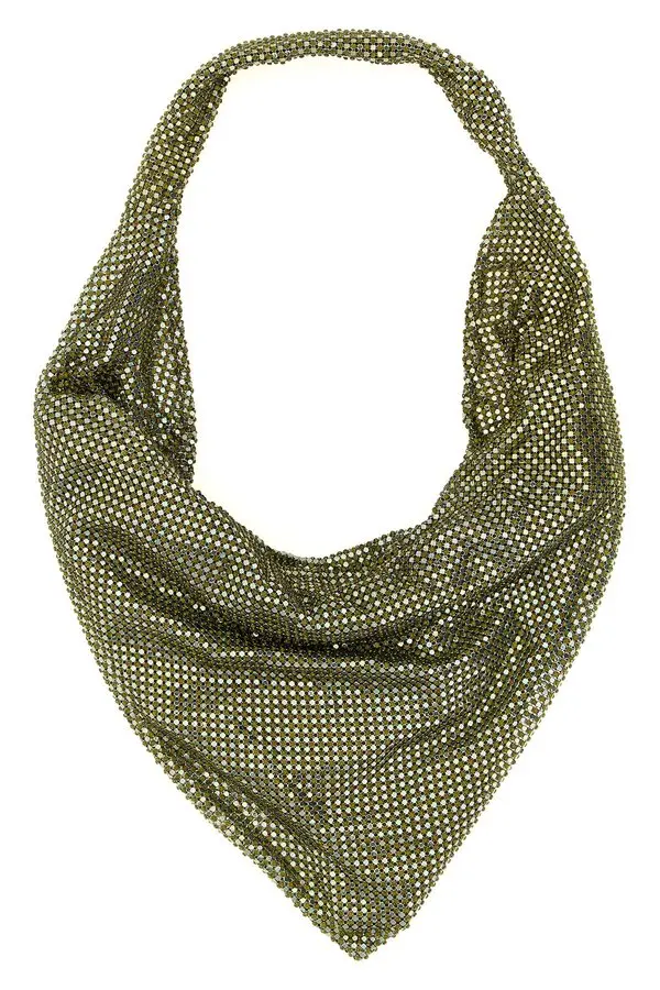 Benedetta Bruzziches Draped Rhinestone Mesh Shoulder Bag - Green