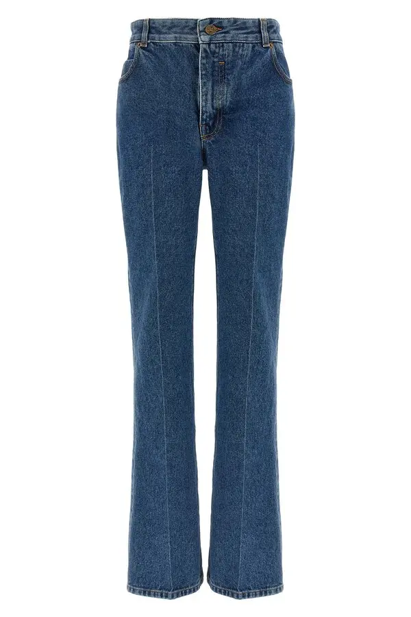 Balmain Jeans With Embroidered Monogram - Blue
