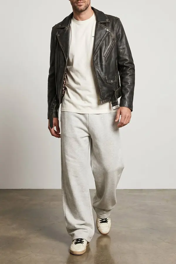 GOLDEN GOOSE Biker Jacket With Distressed Finish