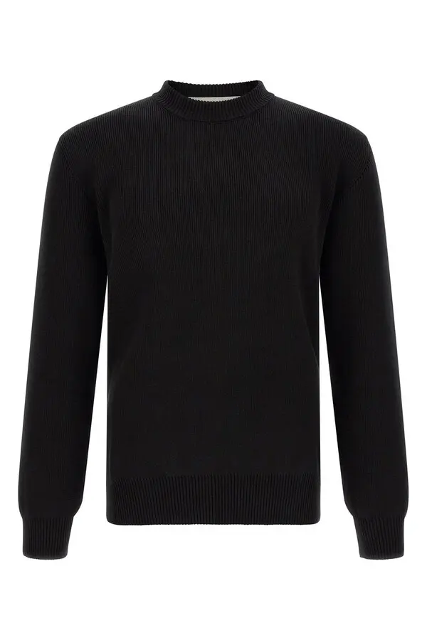 GOLDEN GOOSE Ribbed Knit Sweater With Logo - Black