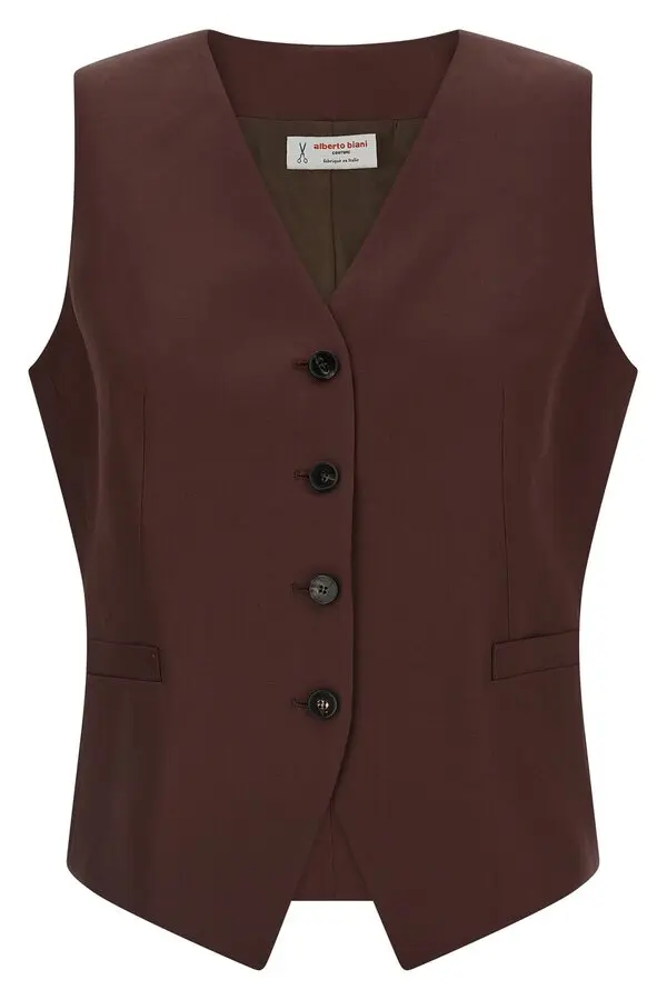 Alberto Biani Long Linen Blend Vest