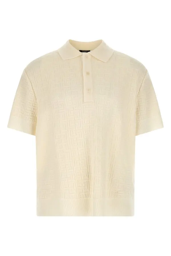 Balmain Monogram Jacquard Knit Polo