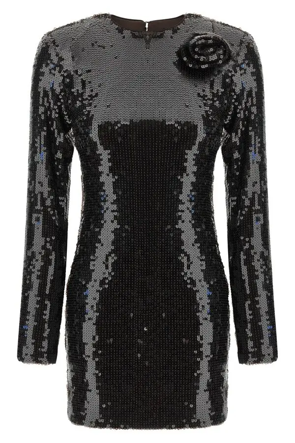 ROTATE BY BIRGER CHRISTENSEN Sequin Mini Dress With 3d Floral Appliqu - Brown