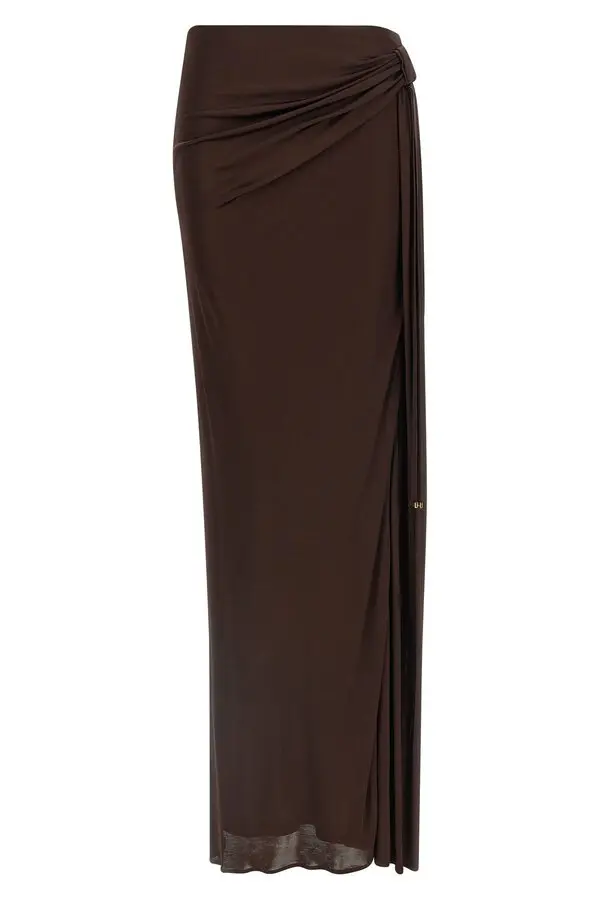 Elisabetta Franchi Lustrous Viscose Skirt - Brown