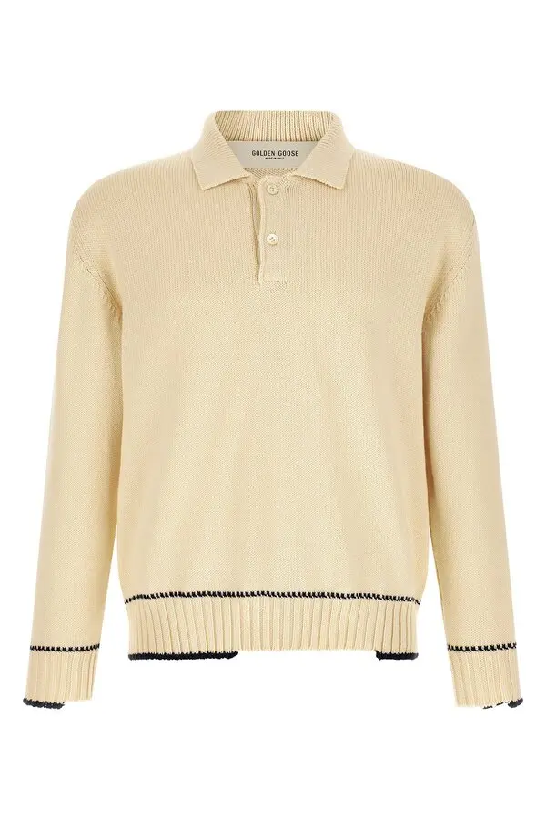 GOLDEN GOOSE Knit Polo With Contrast Stitching